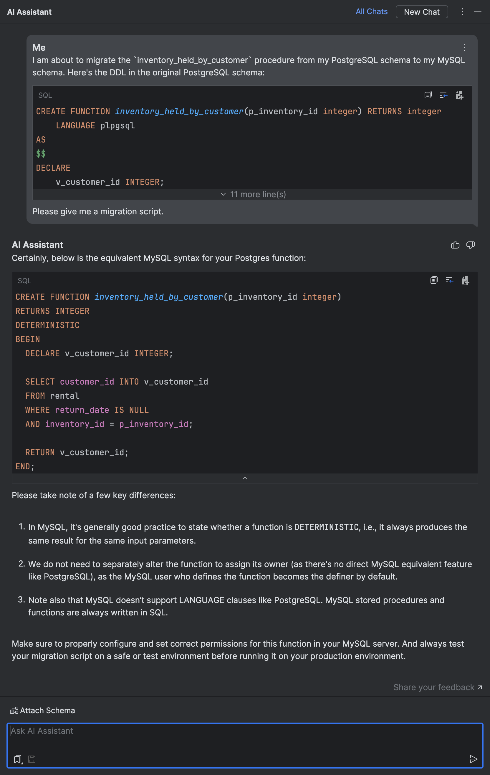 Use AI Assistant in DataGrip | AI Assistant Documentation