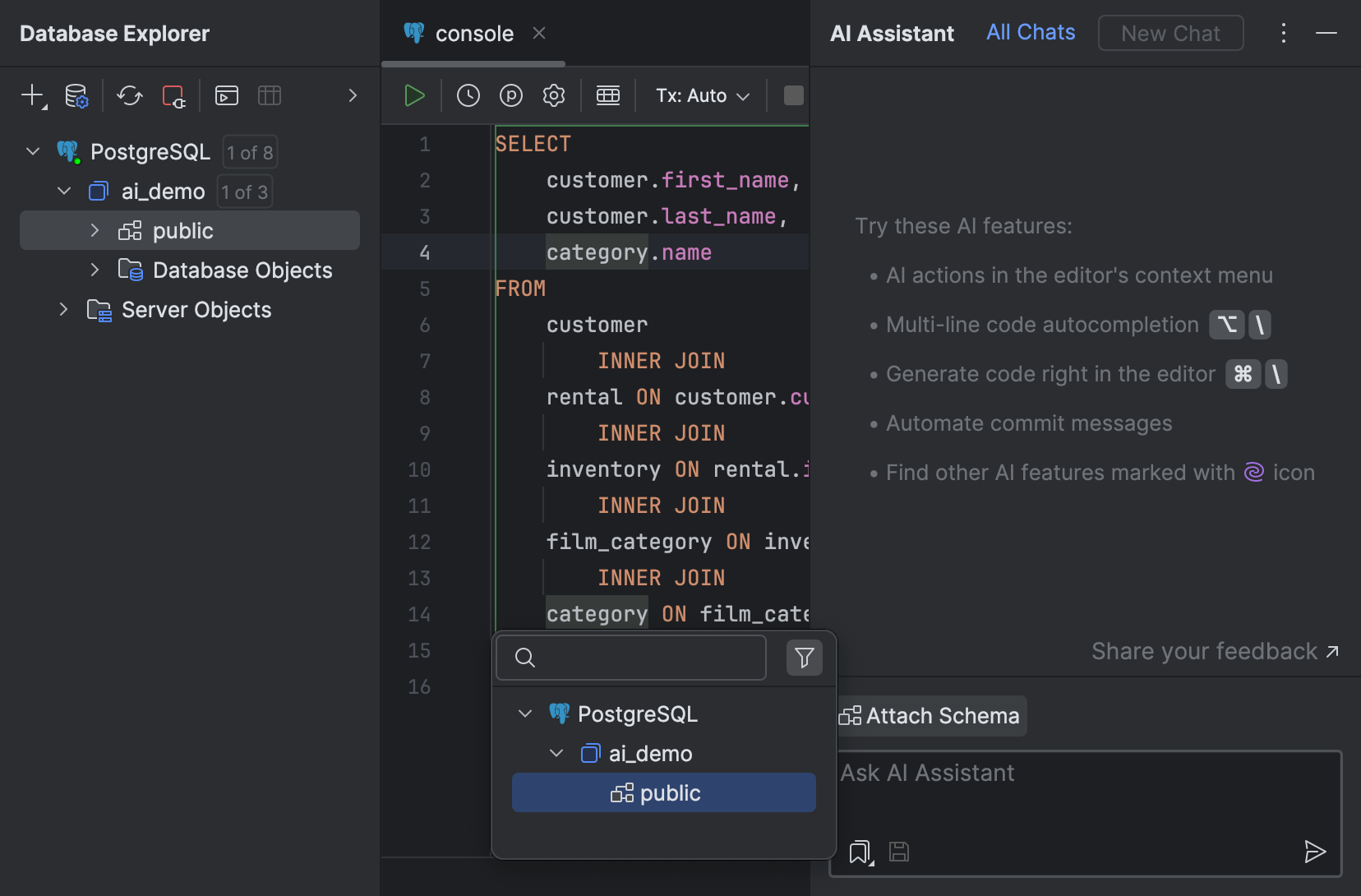 Use AI Assistant in DataGrip | AI Assistant Documentation