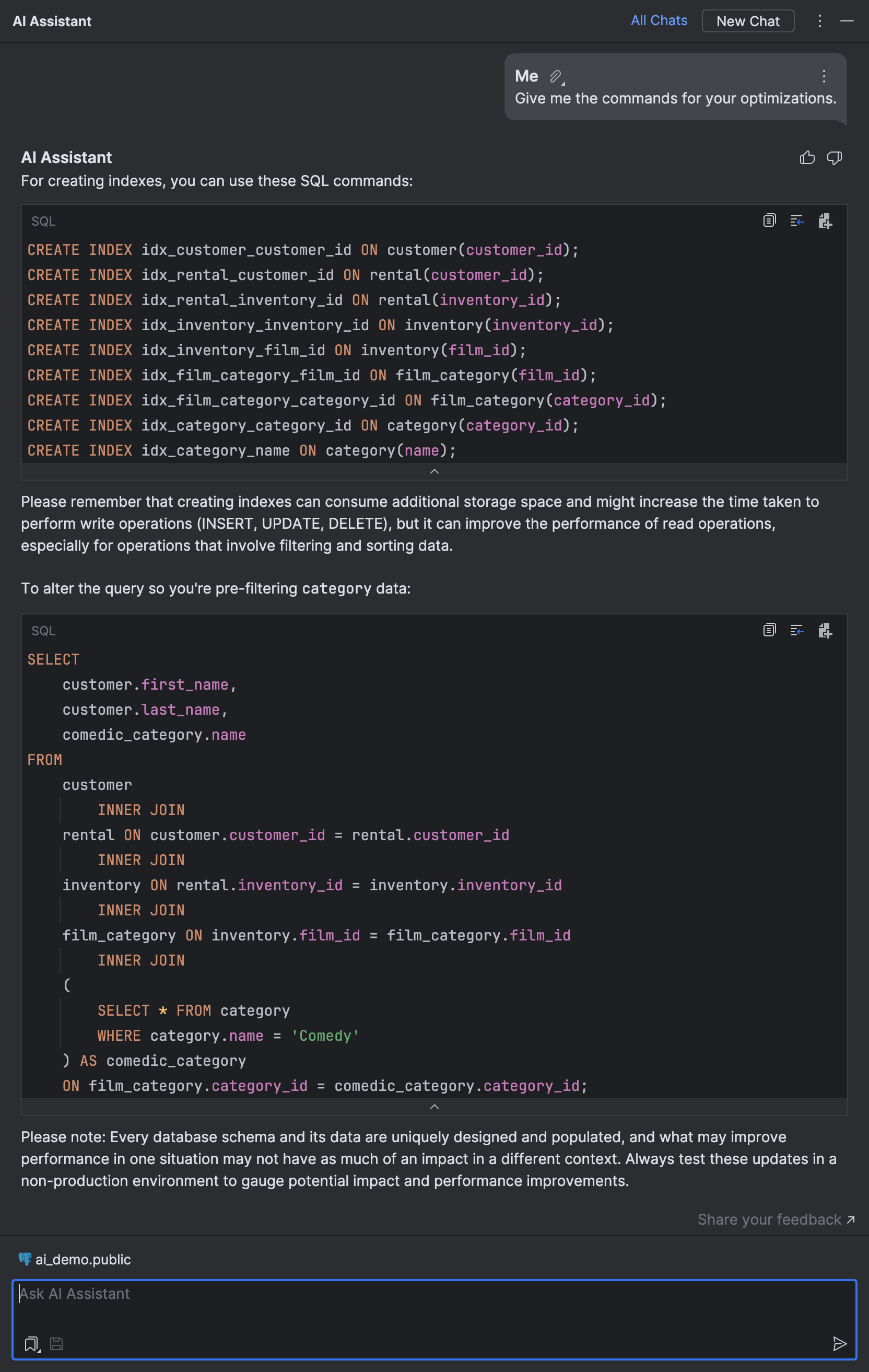 Use AI Assistant in DataGrip | AI Assistant Documentation