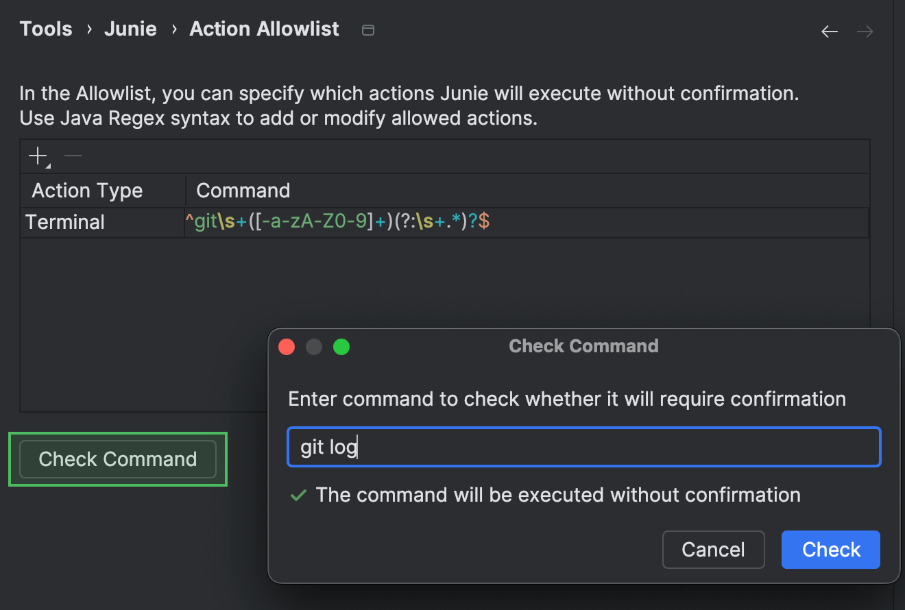 Action Allowlist | Junie Documentation