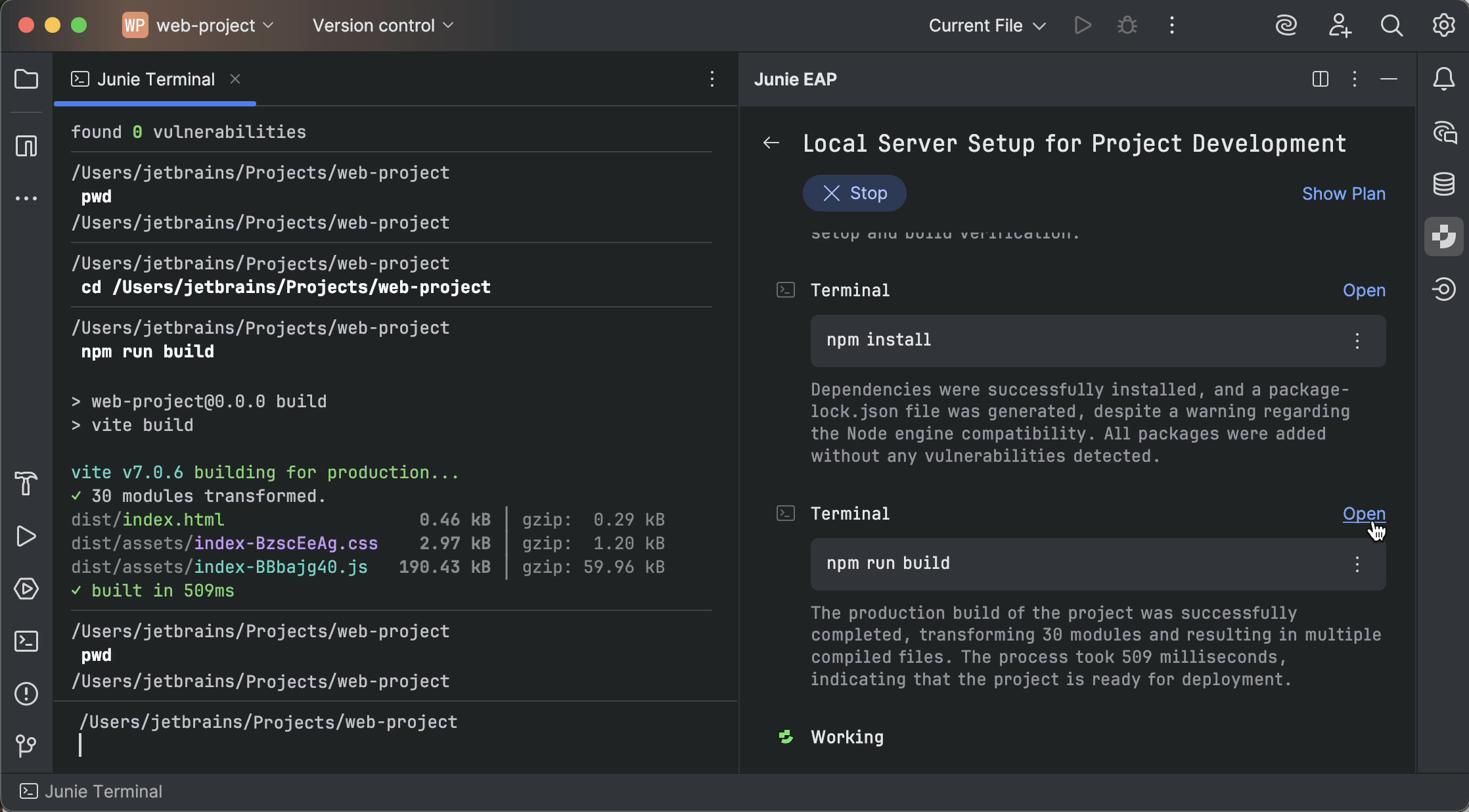 Code mode | Junie Documentation