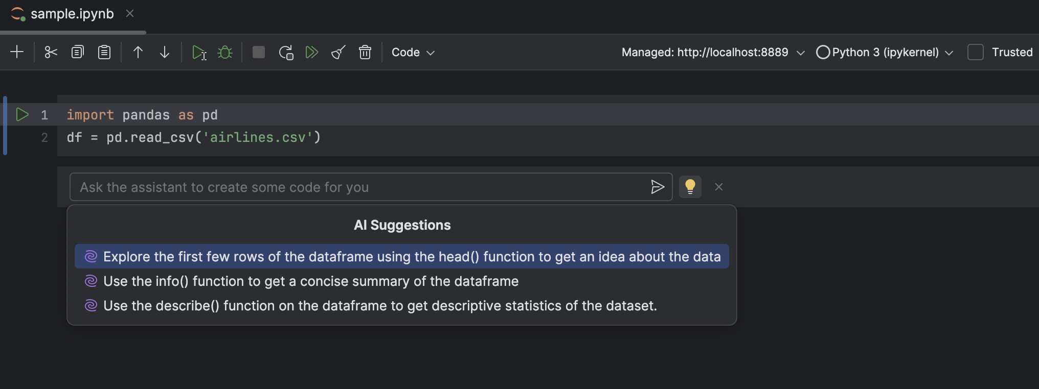 AI Assistant in Jupyter notebooks | AI Assistant Documentation
