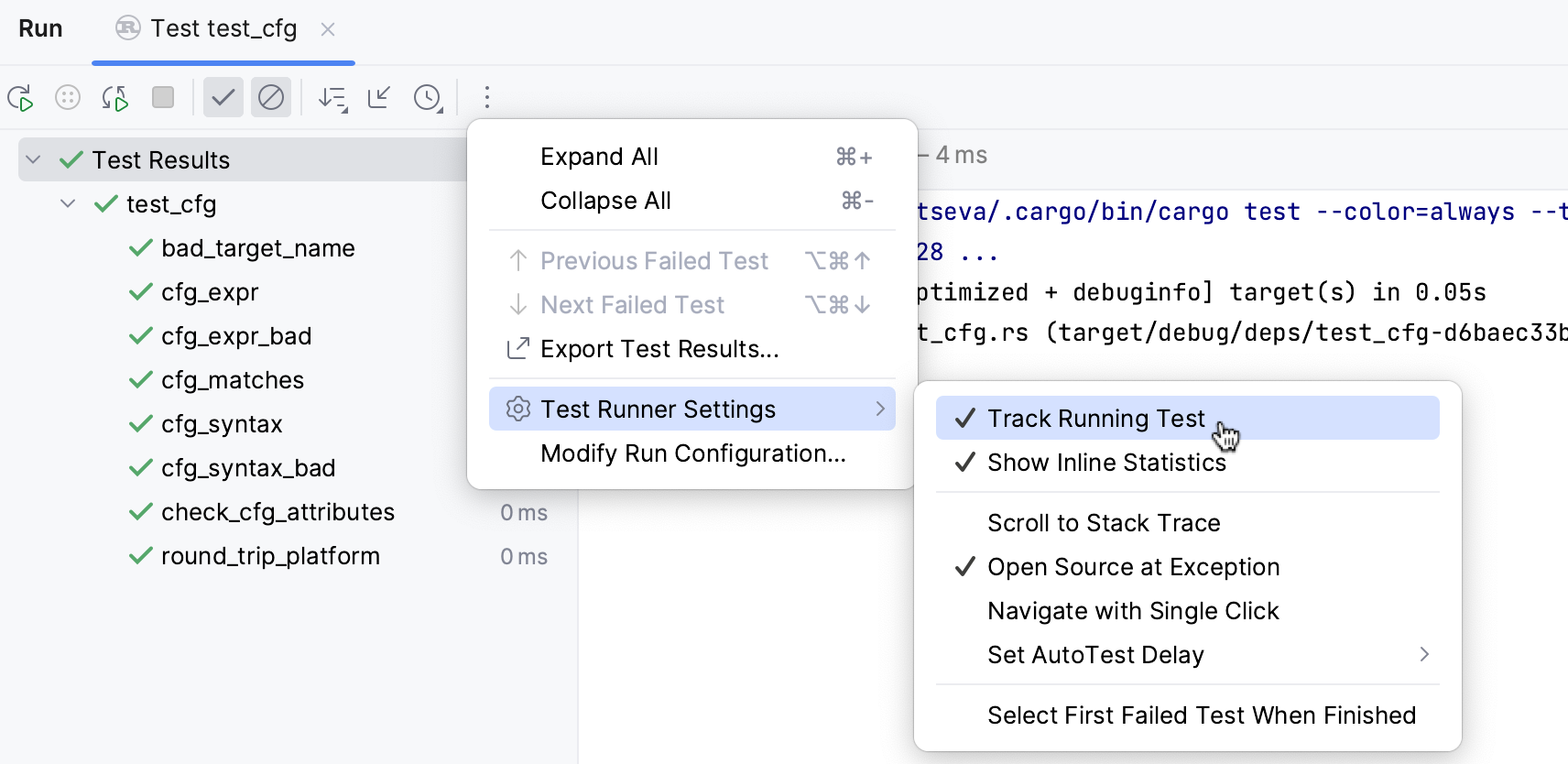 Explore test results | RustRover Documentation