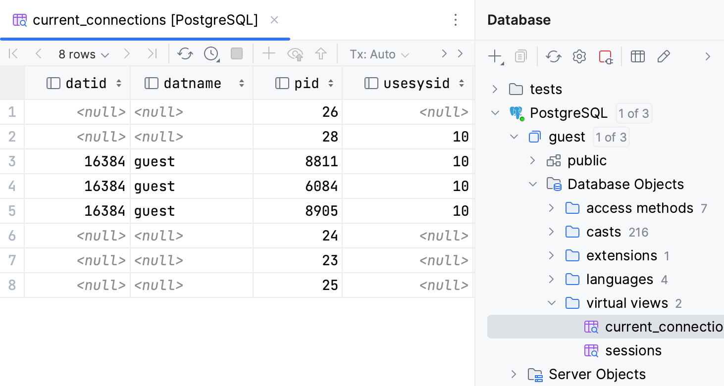 Virtual views | Aqua Documentation