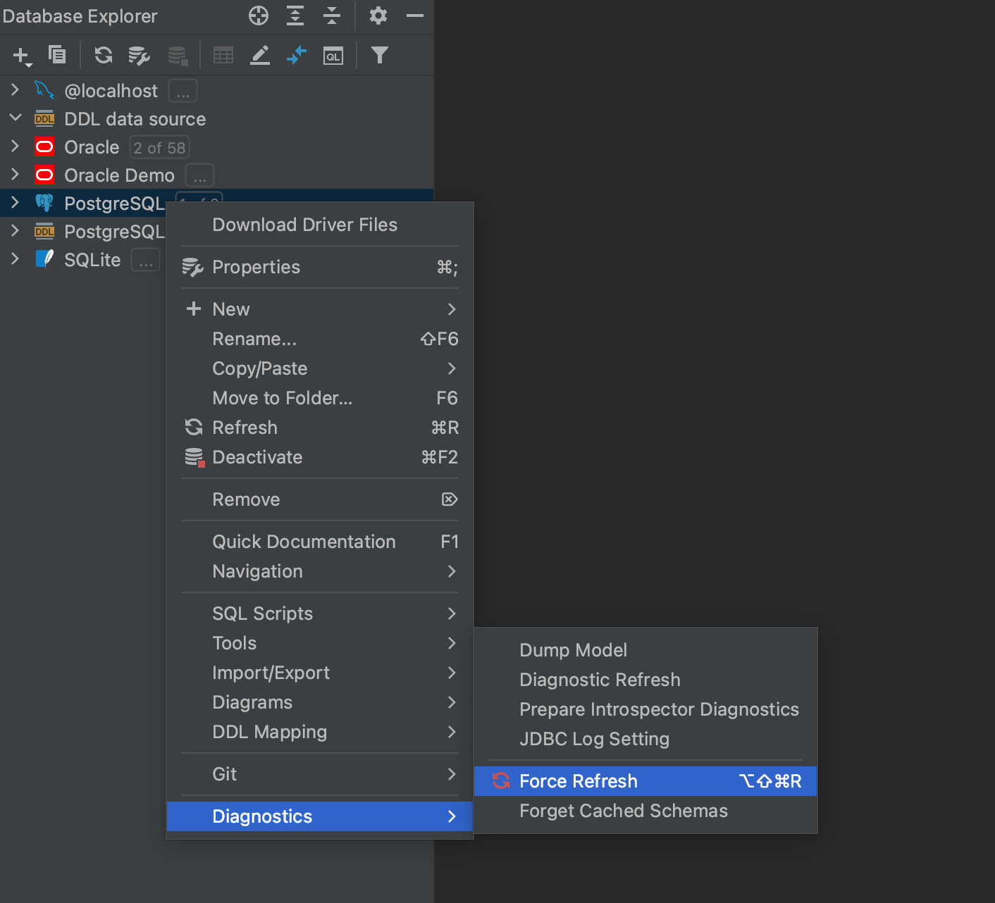 Cannot find a database object in Database Explorer | JetBrains Rider