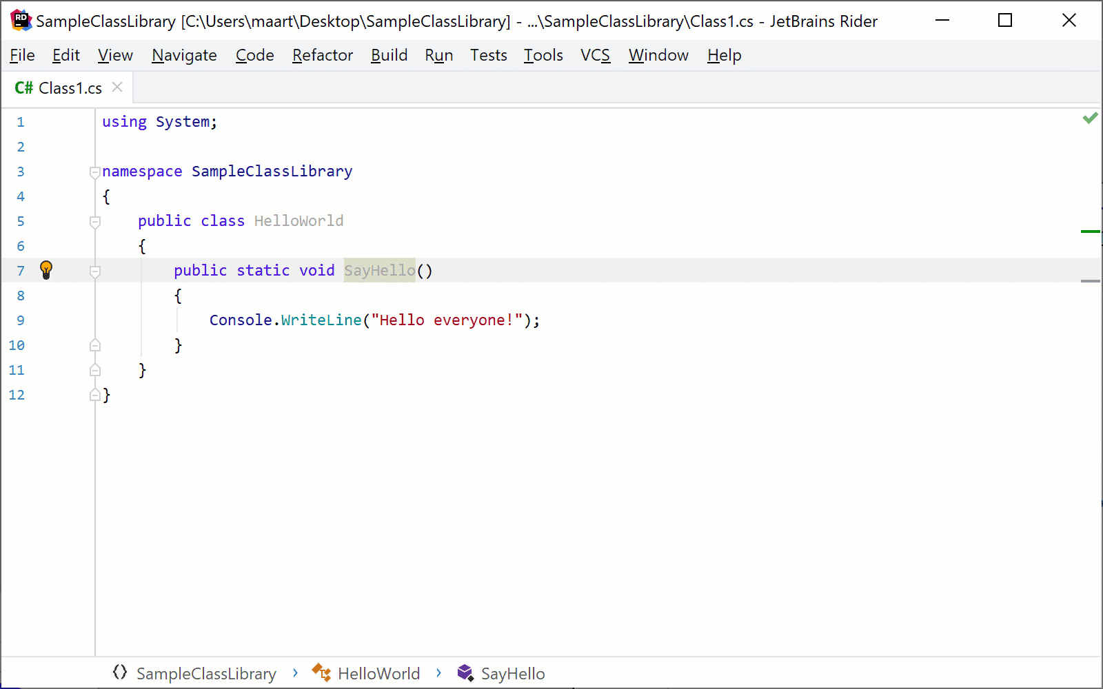 Run and debug .NET static methods | JetBrains Rider