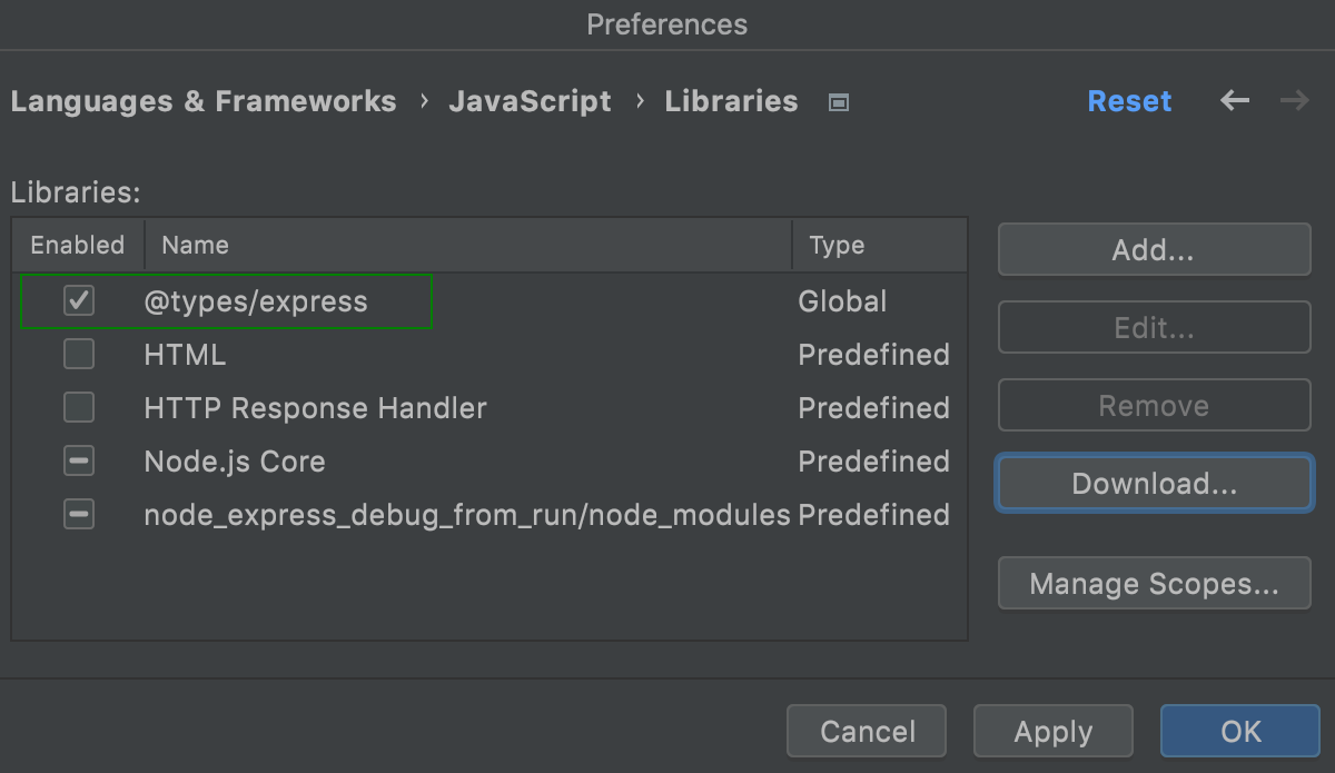 Configure JavaScript libraries | JetBrains Rider Documentation