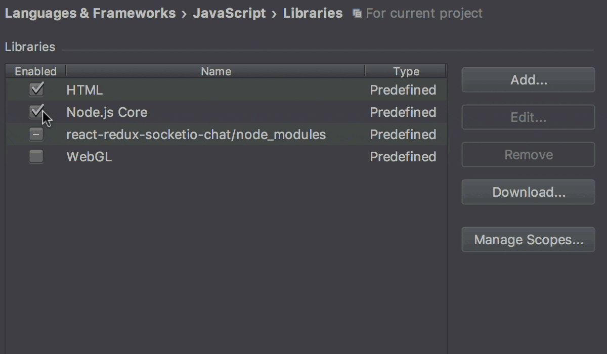 Configure JavaScript libraries | JetBrains Rider Documentation