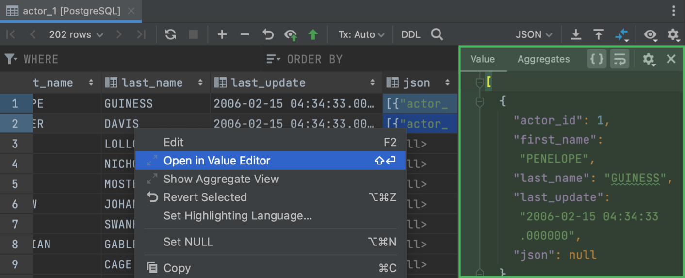 View data | JetBrains Rider Documentation