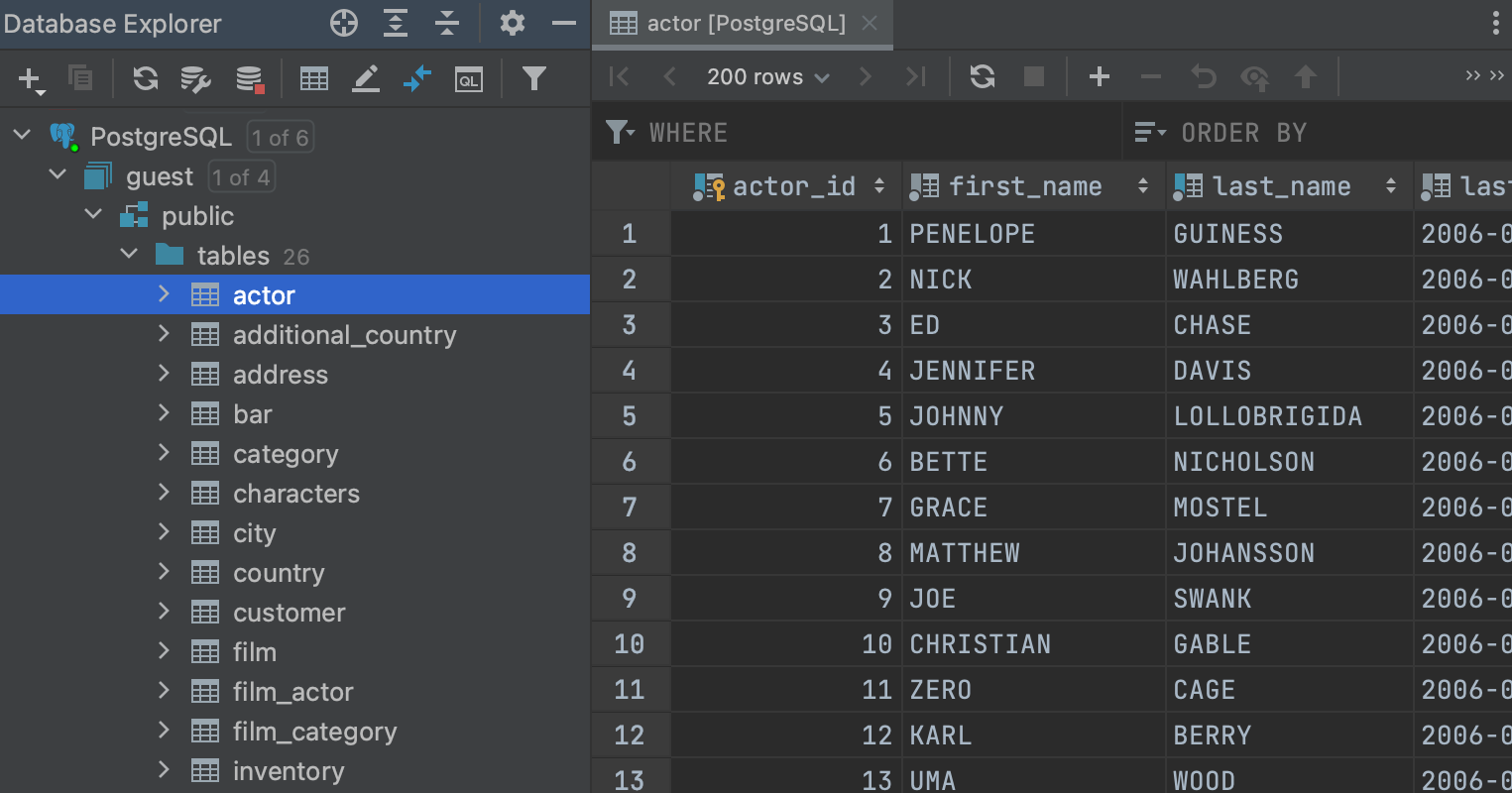 Tables | JetBrains Rider Documentation