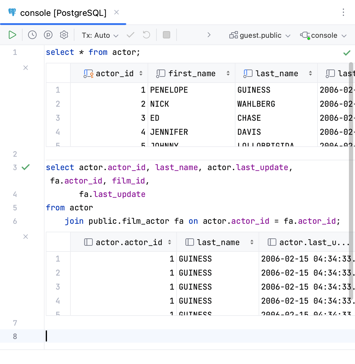 Query consoles | JetBrains Rider Documentation