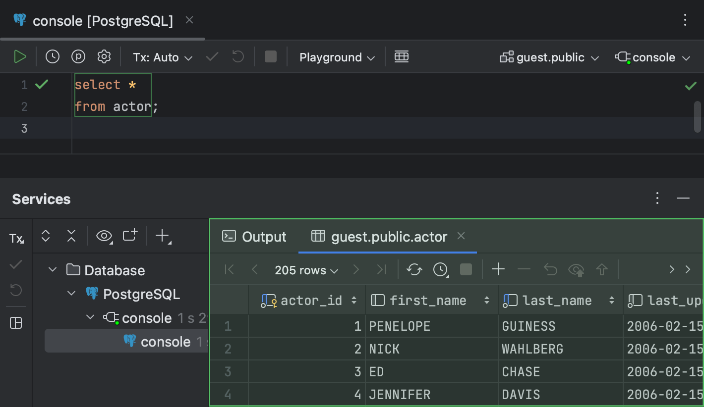 Query results | JetBrains Rider Documentation
