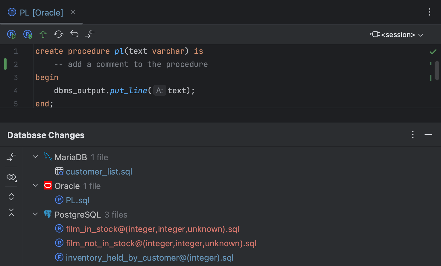 Modify source code of database objects | JetBrains Rider Documentation