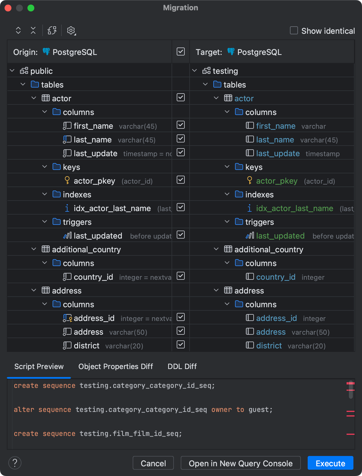 Schema Comparison And Migration Jetbrains Rider Documentation 