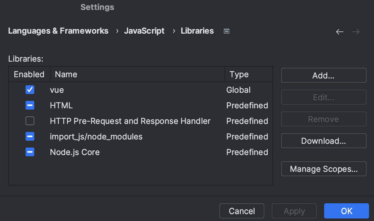 Configure JavaScript libraries | JetBrains Rider Documentation