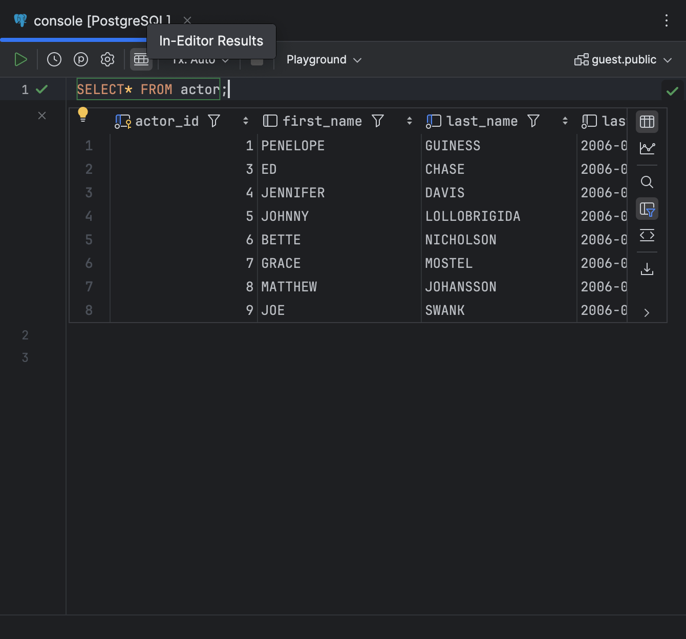 Query results | JetBrains Rider Documentation
