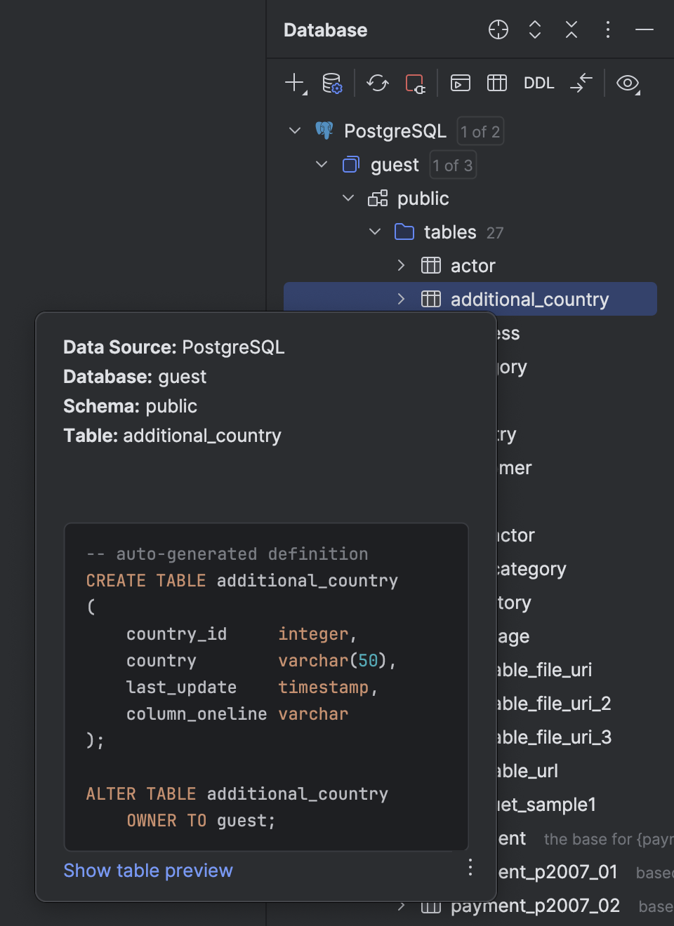 Tables | JetBrains Rider Documentation
