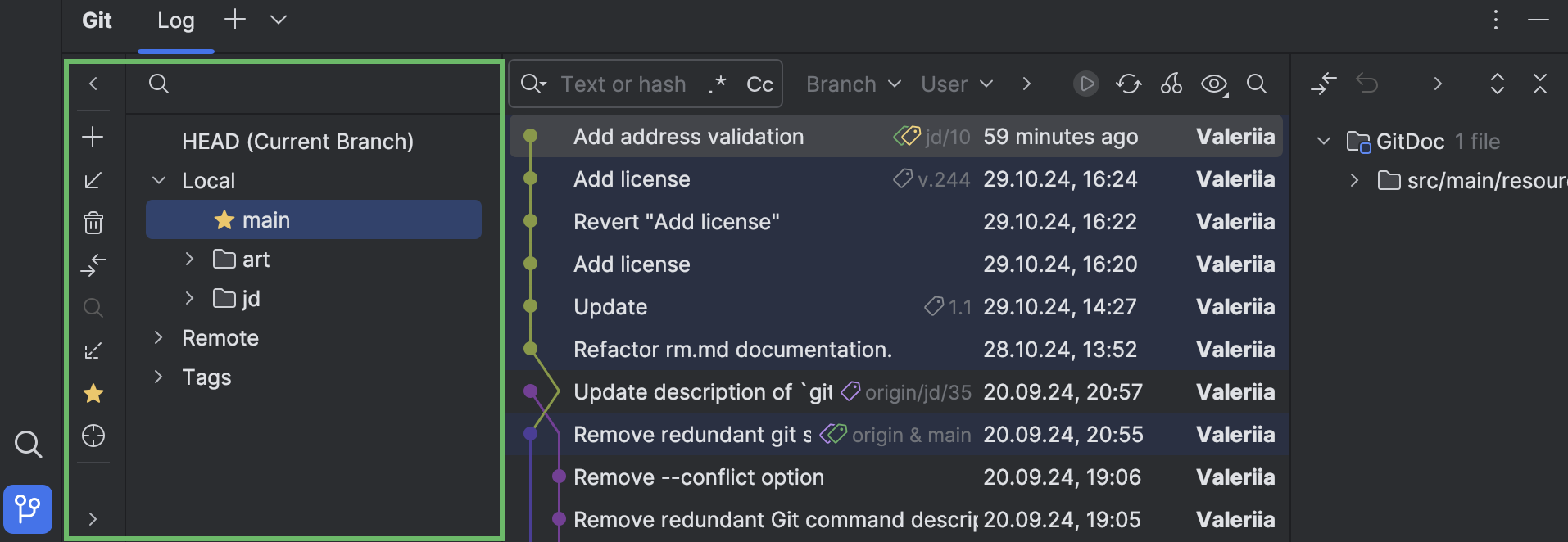 Use tags to mark specific Git commits | JetBrains Rider Documentation