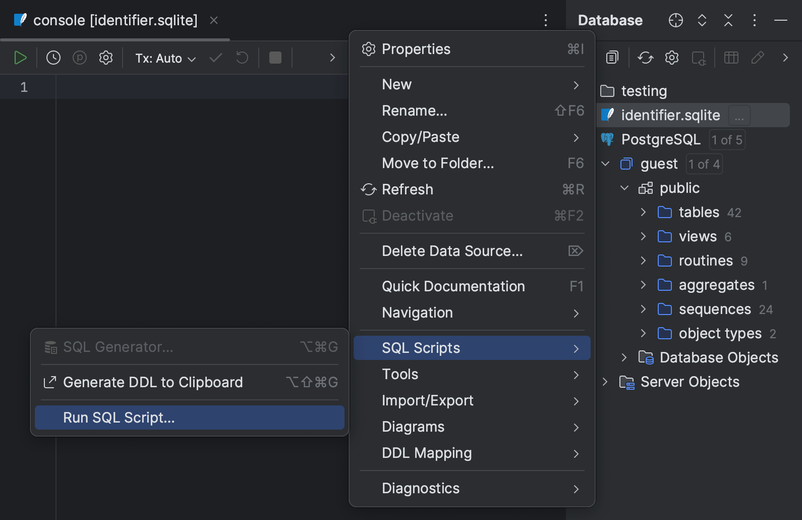Run SQL files | JetBrains Rider Documentation