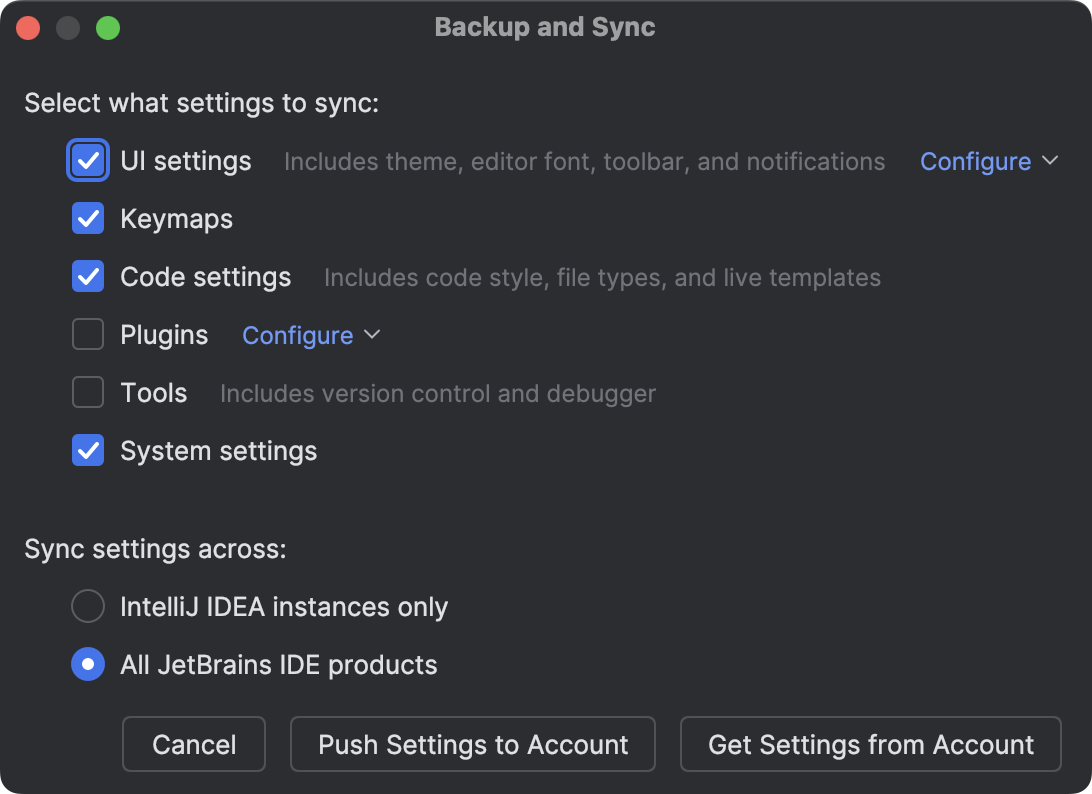 IDE settings backup and sync | JetBrains Rider Documentation