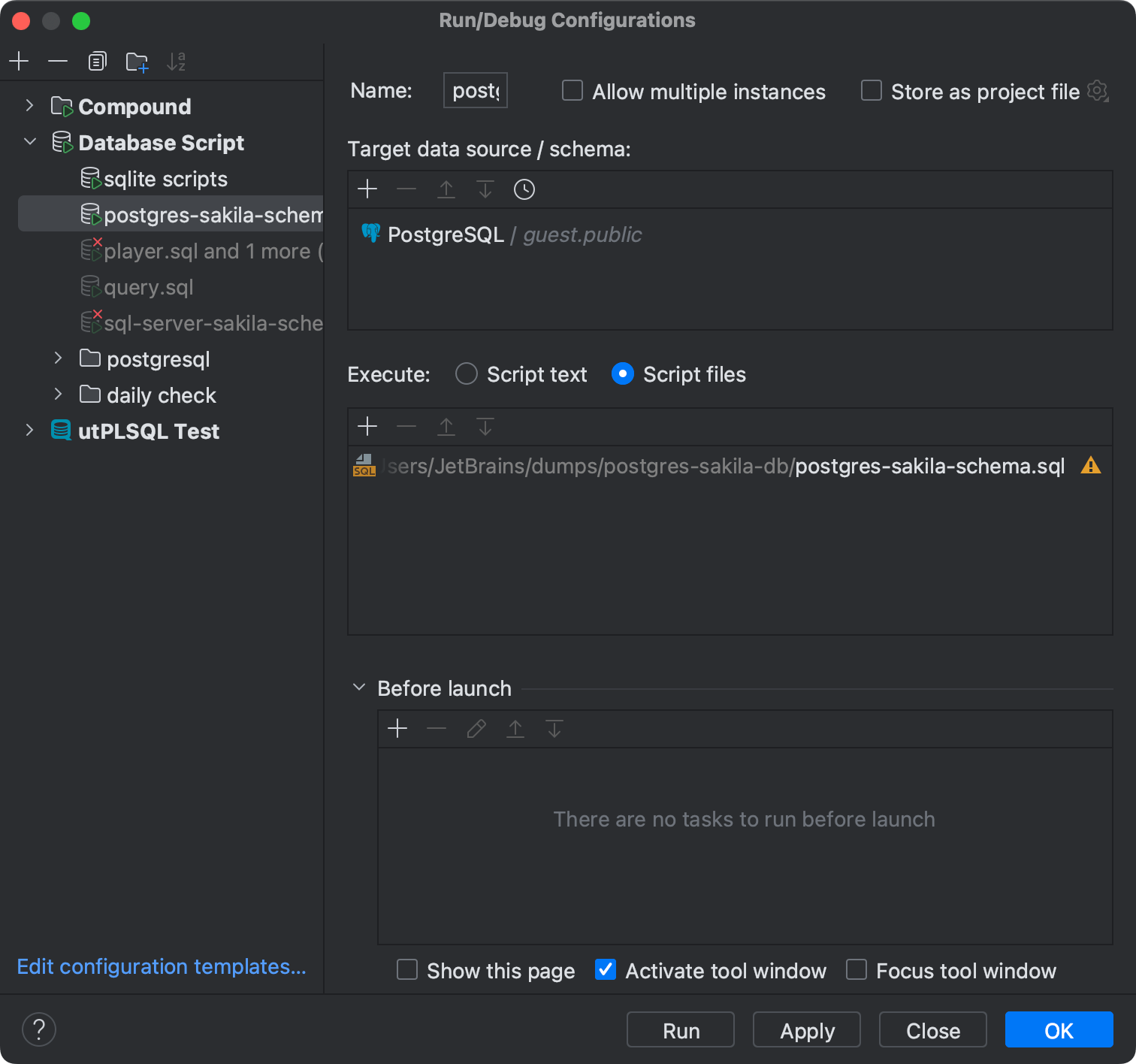 Run SQL files | JetBrains Rider Documentation
