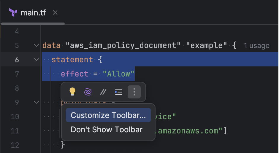 Languages and frameworks: Terraform | JetBrains Rider Documentation