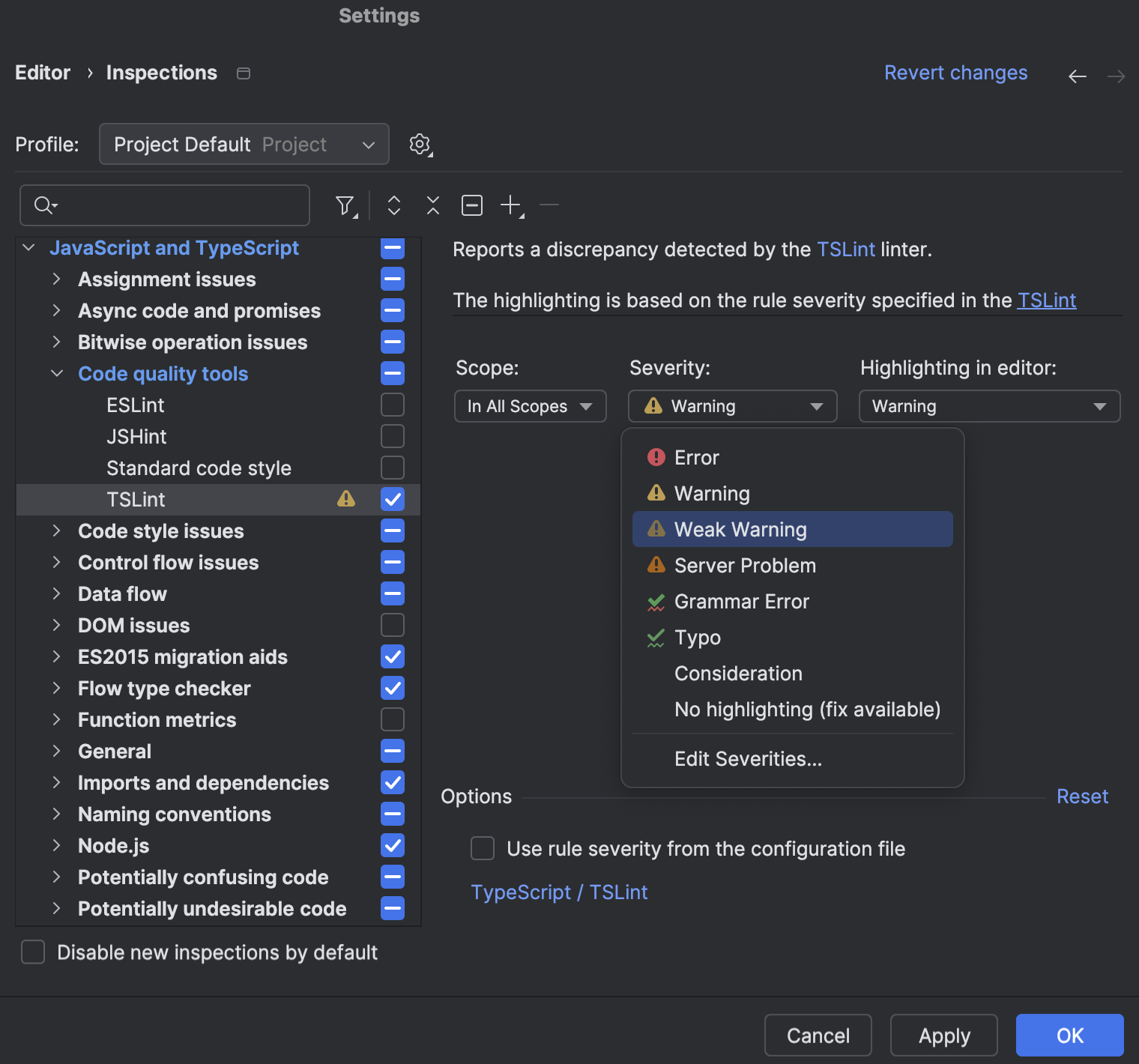 Linting Typescript Jetbrains Rider Documentation