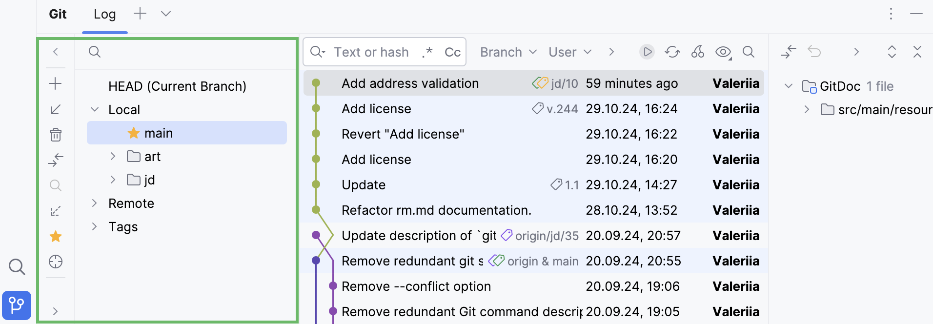 Use tags to mark specific Git commits | JetBrains Rider Documentation