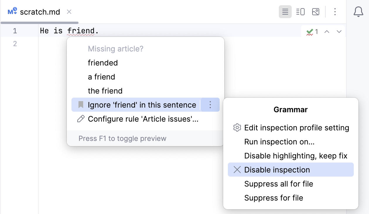 Grammar analysis | JetBrains Rider Documentation
