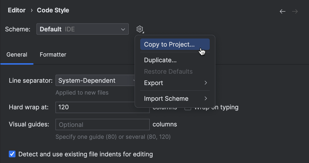 Code style schemes | JetBrains Rider Documentation