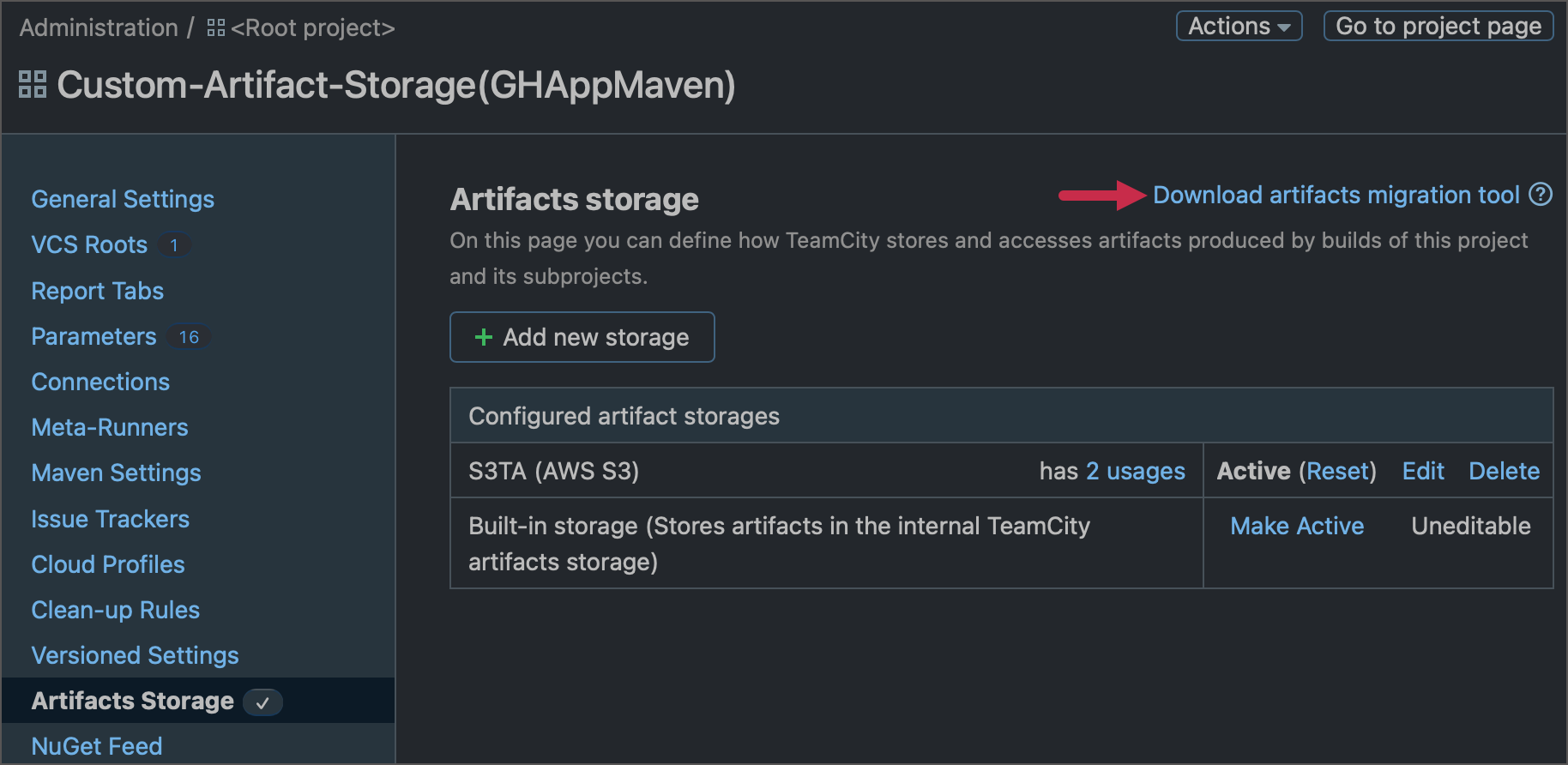 Configuring Artifacts Storage | TeamCity On-Premises Documentation Configuring Artifacts Storage | TeamCity On-Premises Documentation