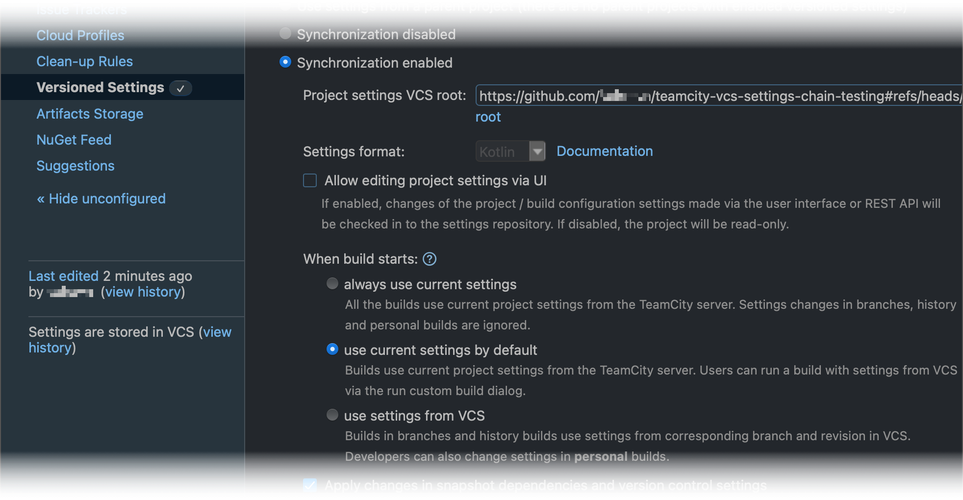 Storing Project Settings in Version Control | TeamCity On-Premises Documentation