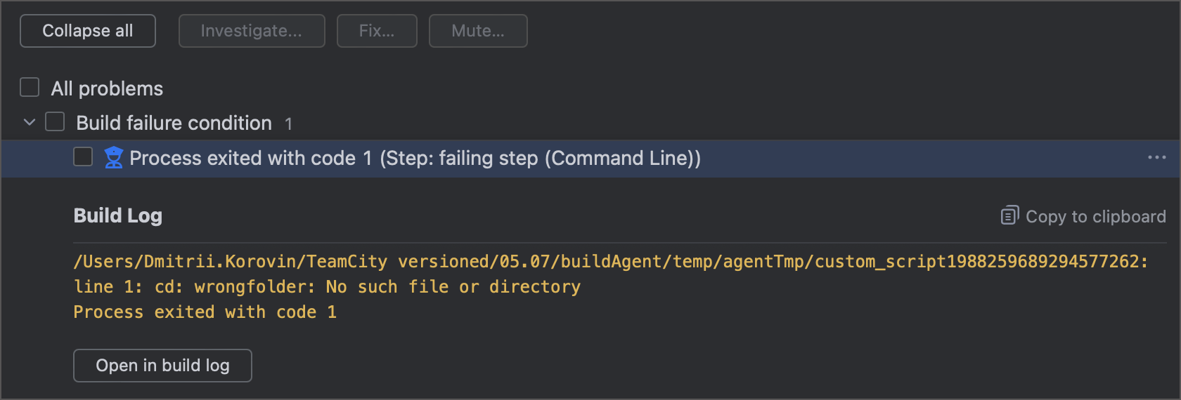 Working with Build and Test Failures | TeamCity On-Premises Documentation
