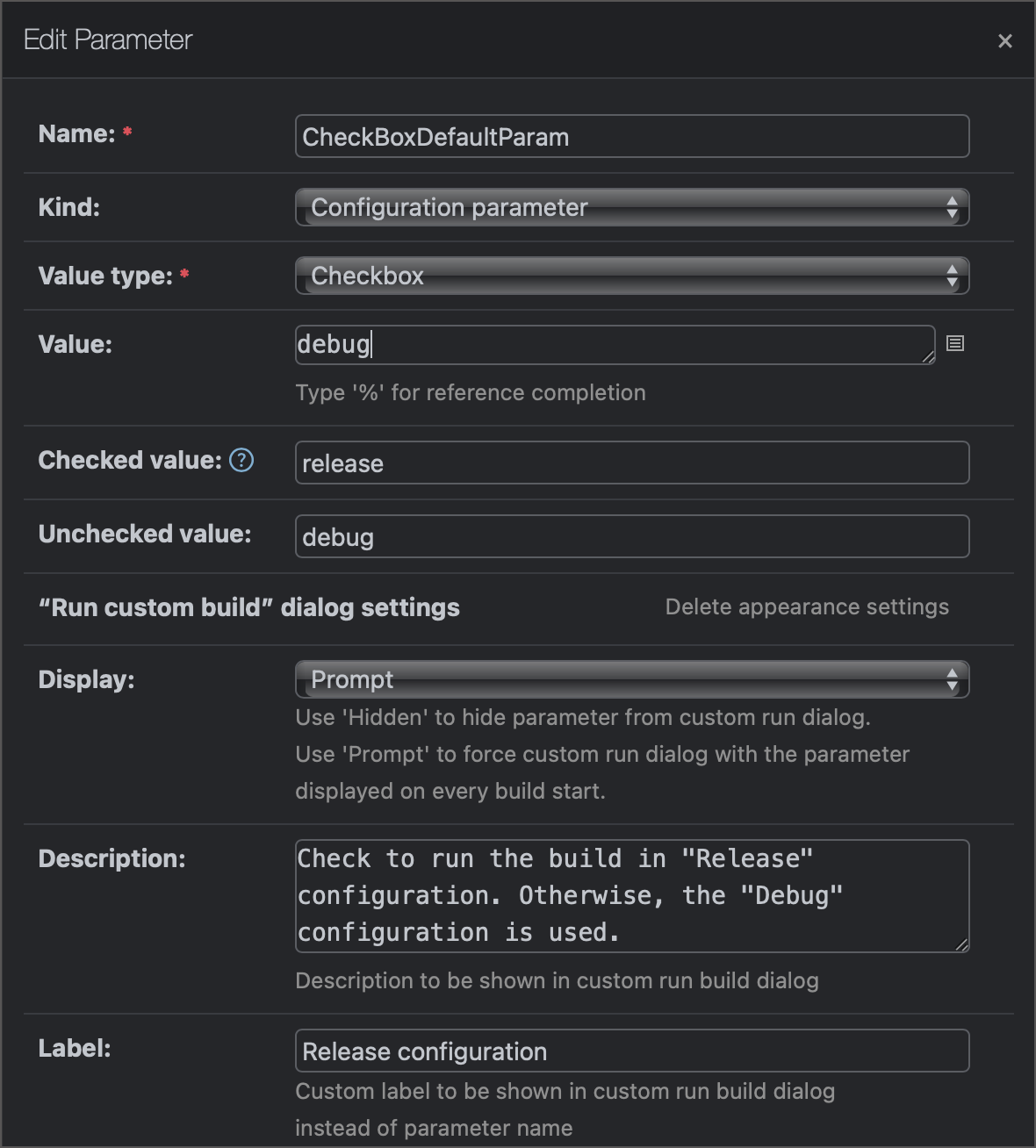 Create and Set Up Custom Parameters | TeamCity On-Premises Documentation