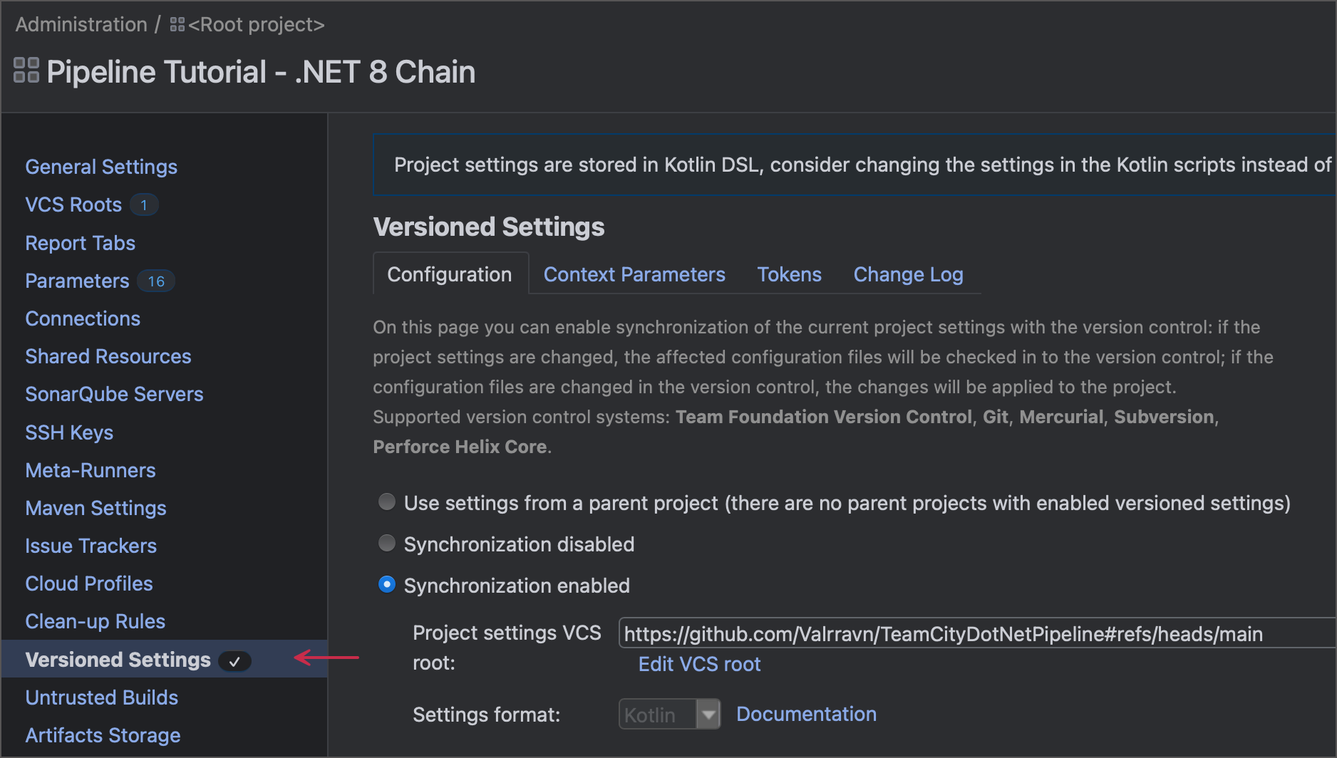 Storing Project Settings in Version Control | TeamCity On-Premises Documentation