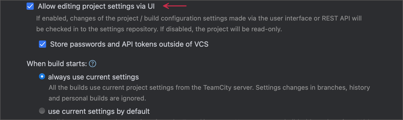 Storing Project Settings in Version Control | TeamCity On-Premises Documentation
