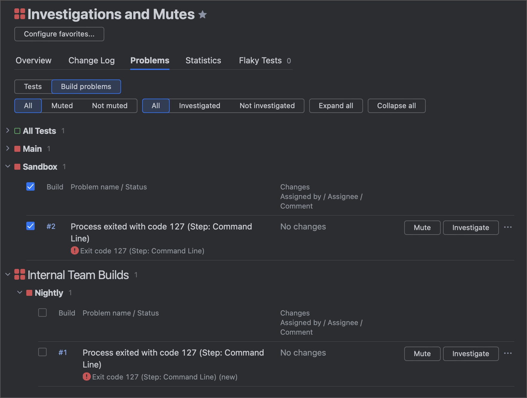 Working with Build and Test Failures | TeamCity On-Premises Documentation