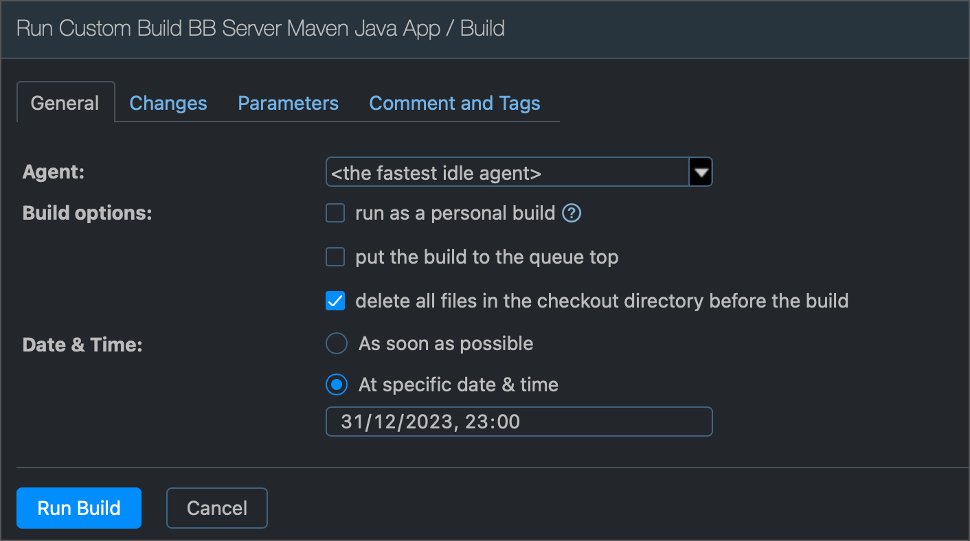 Running Custom Build | TeamCity On-Premises Documentation