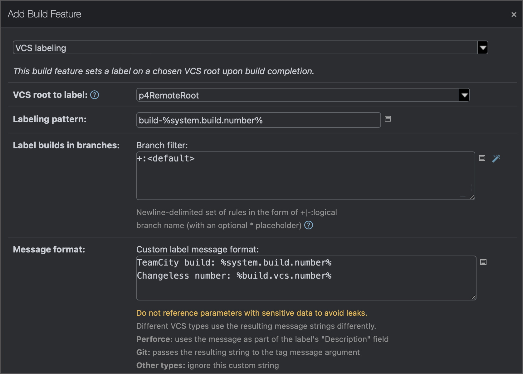 VCS Labeling | TeamCity Cloud Documentation