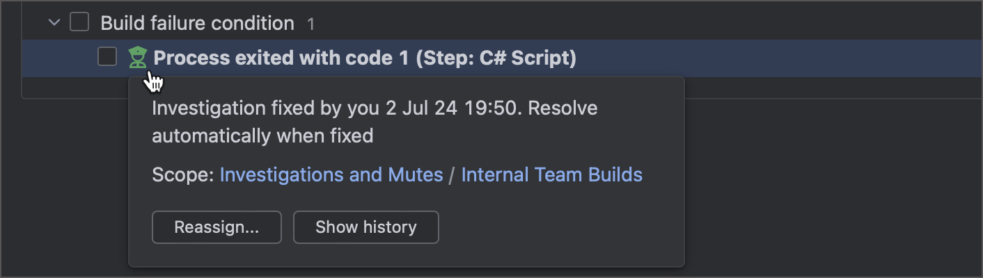 Working with Build and Test Failures | TeamCity On-Premises Documentation