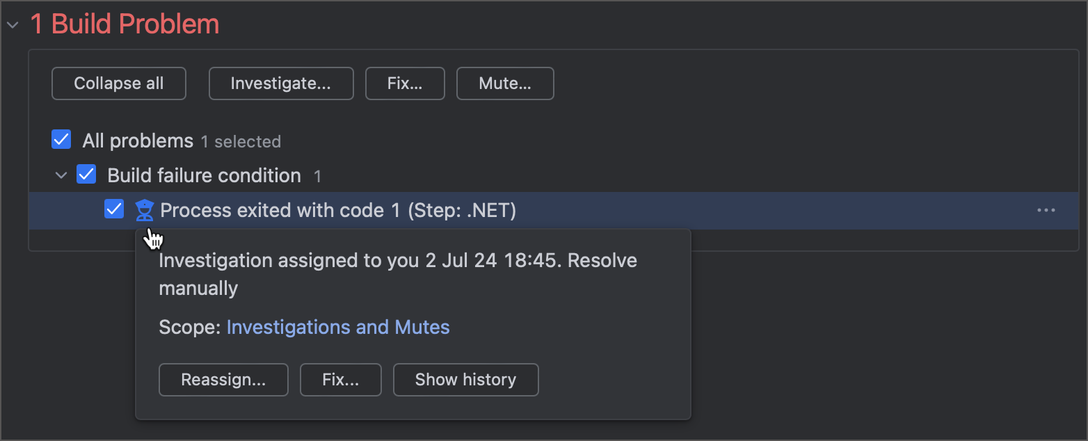 Working with Build and Test Failures | TeamCity On-Premises Documentation