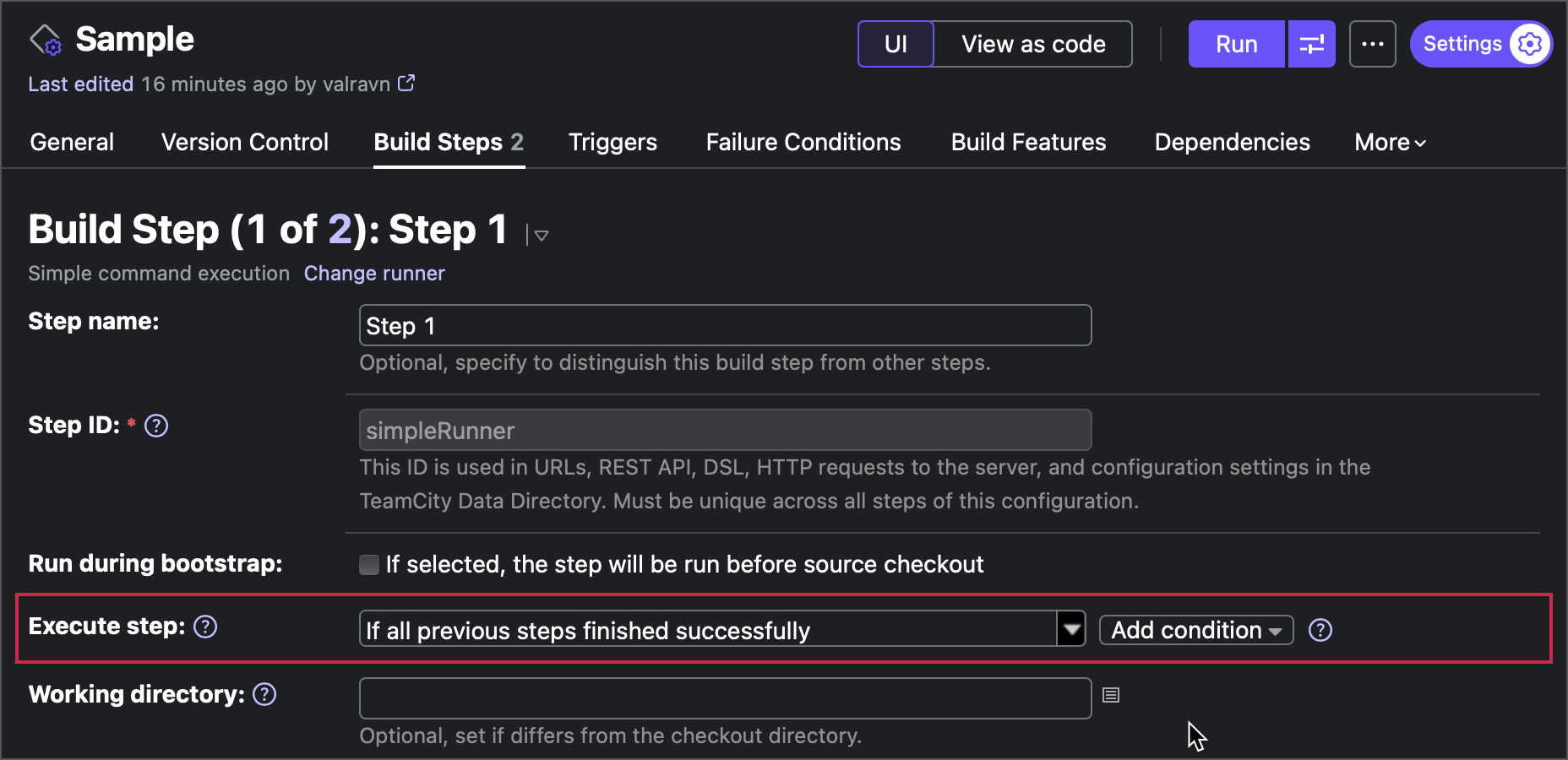 Configuring Build Steps | TeamCity Cloud Documentation