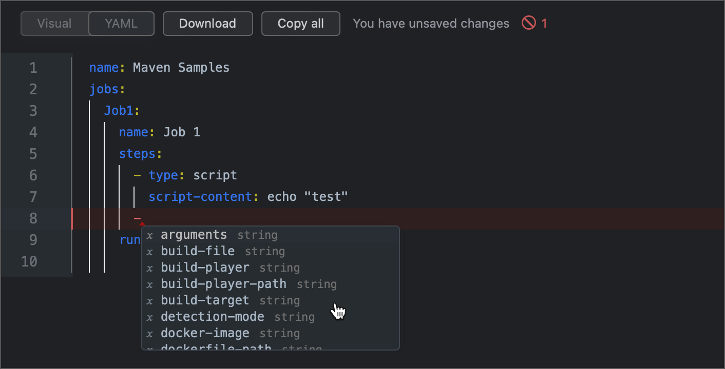 Working with YAML | TeamCity Pipelines Documentation