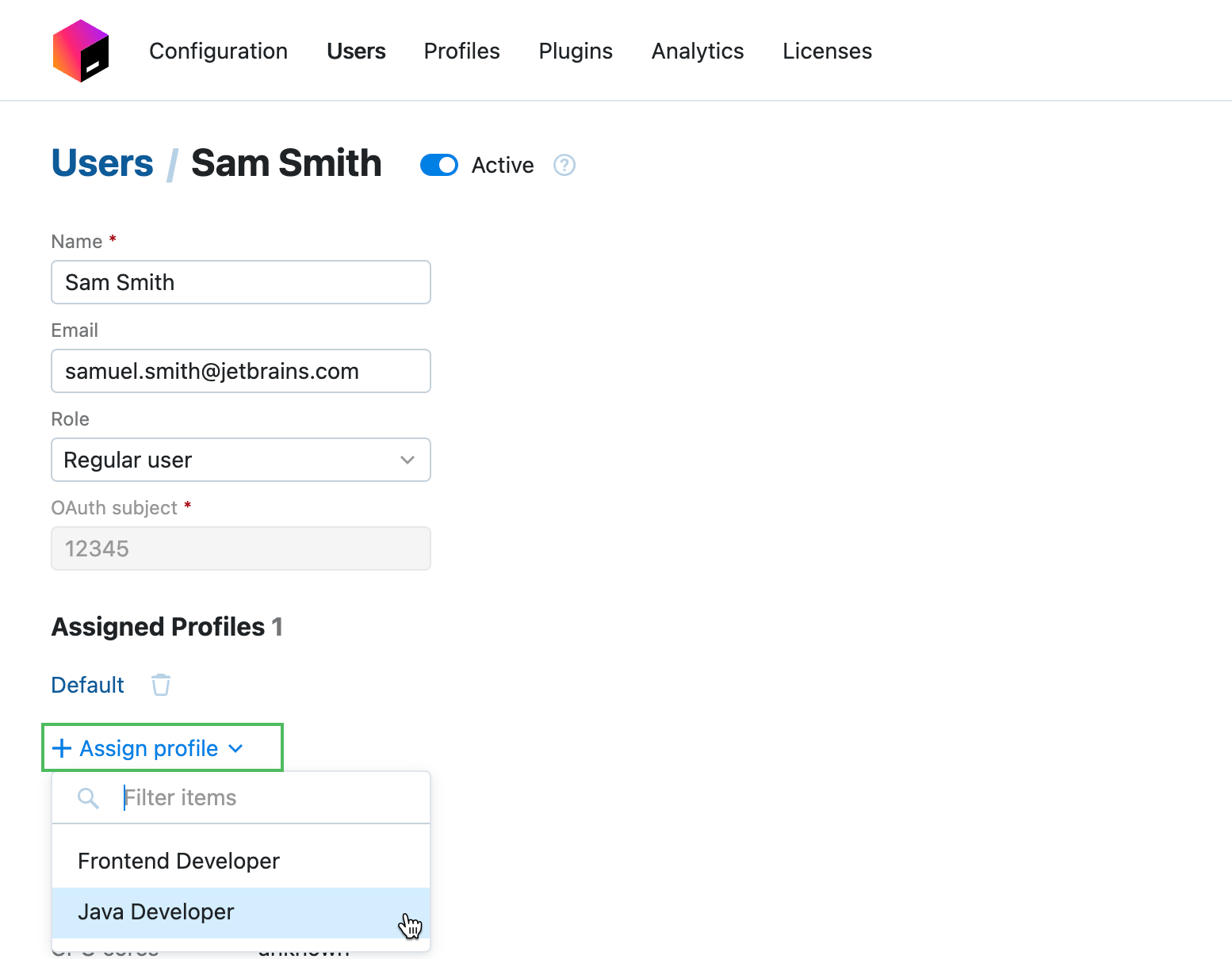 Assign profiles | Toolbox Enterprise Documentation