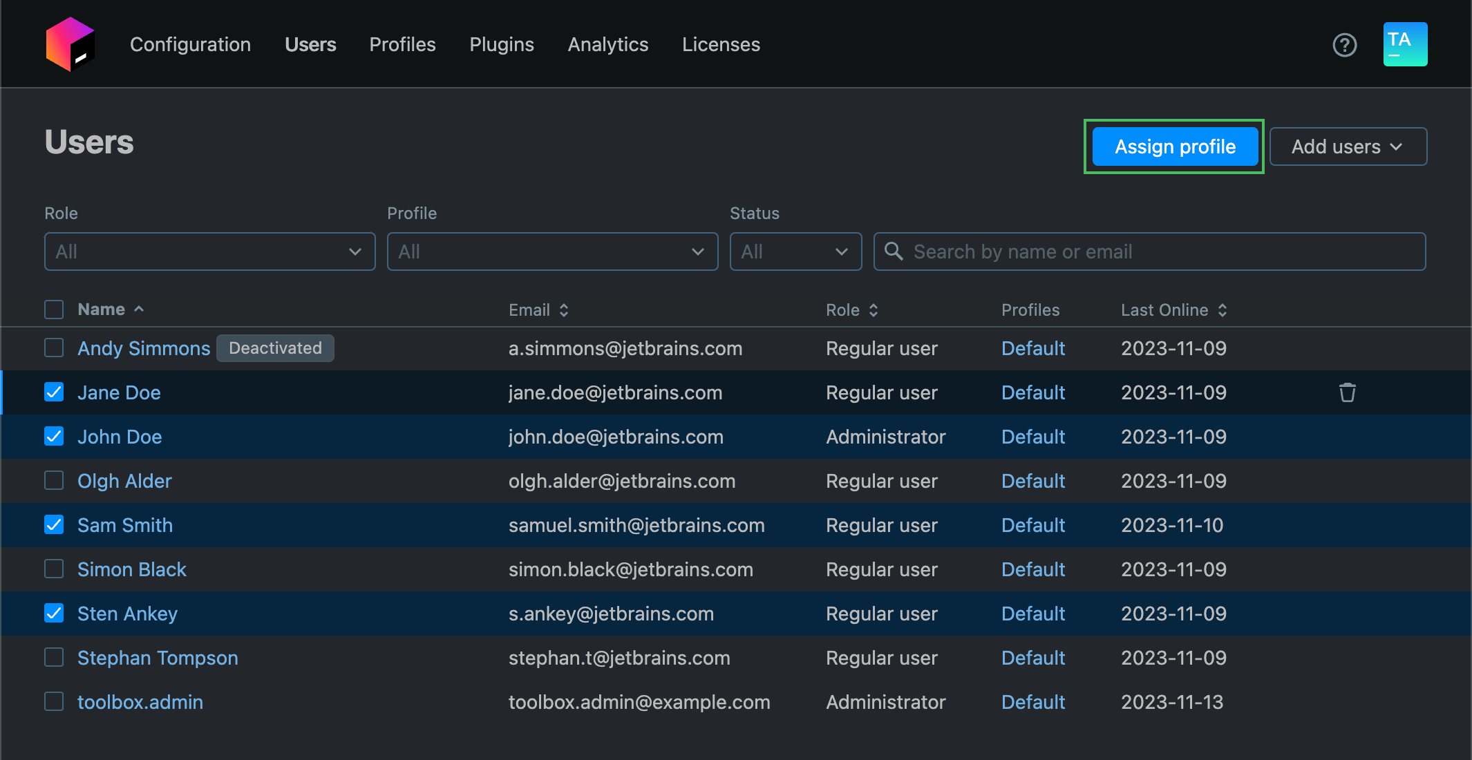 Assign profiles | Toolbox Enterprise Documentation Assign profiles | Toolbox Enterprise Documentation