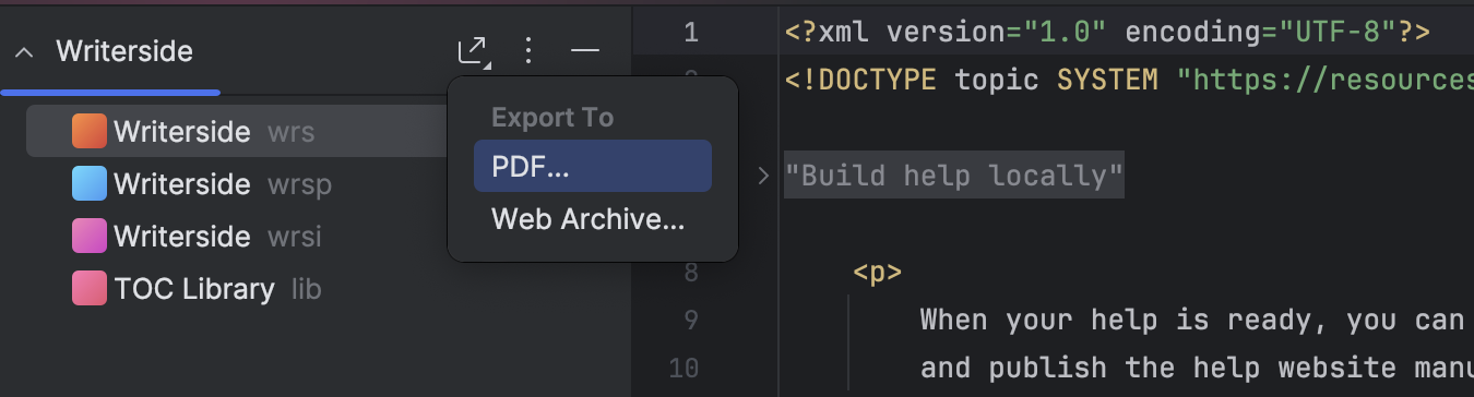 Export to PDF | Writerside Documentation
