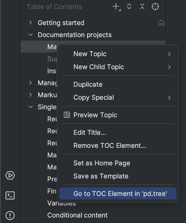 Table of contents | Writerside Documentation