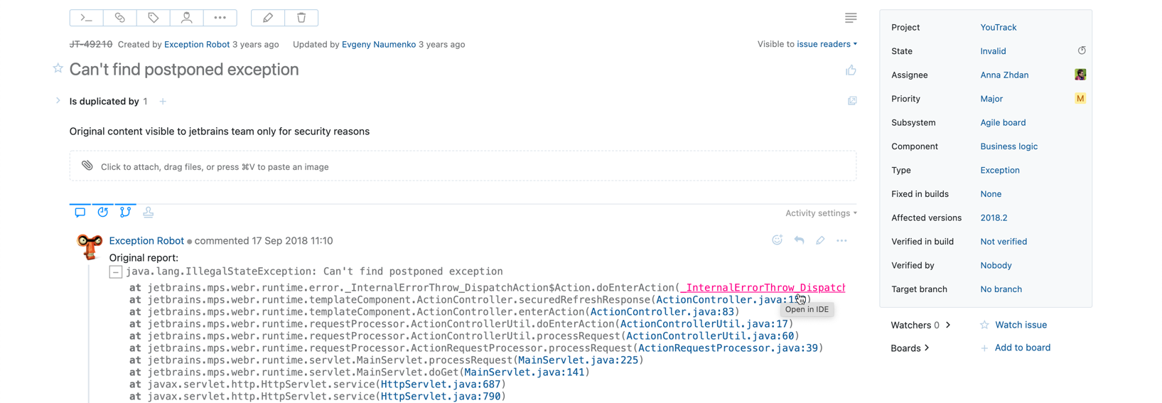 Open Stack Traces In An IDE YouTrack Server Documentation