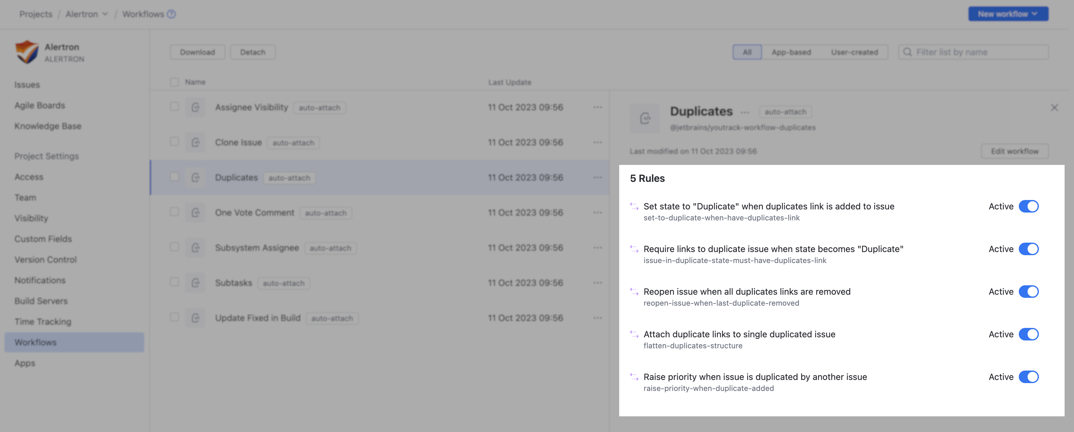 Manage Workflows | YouTrack Cloud Documentation
