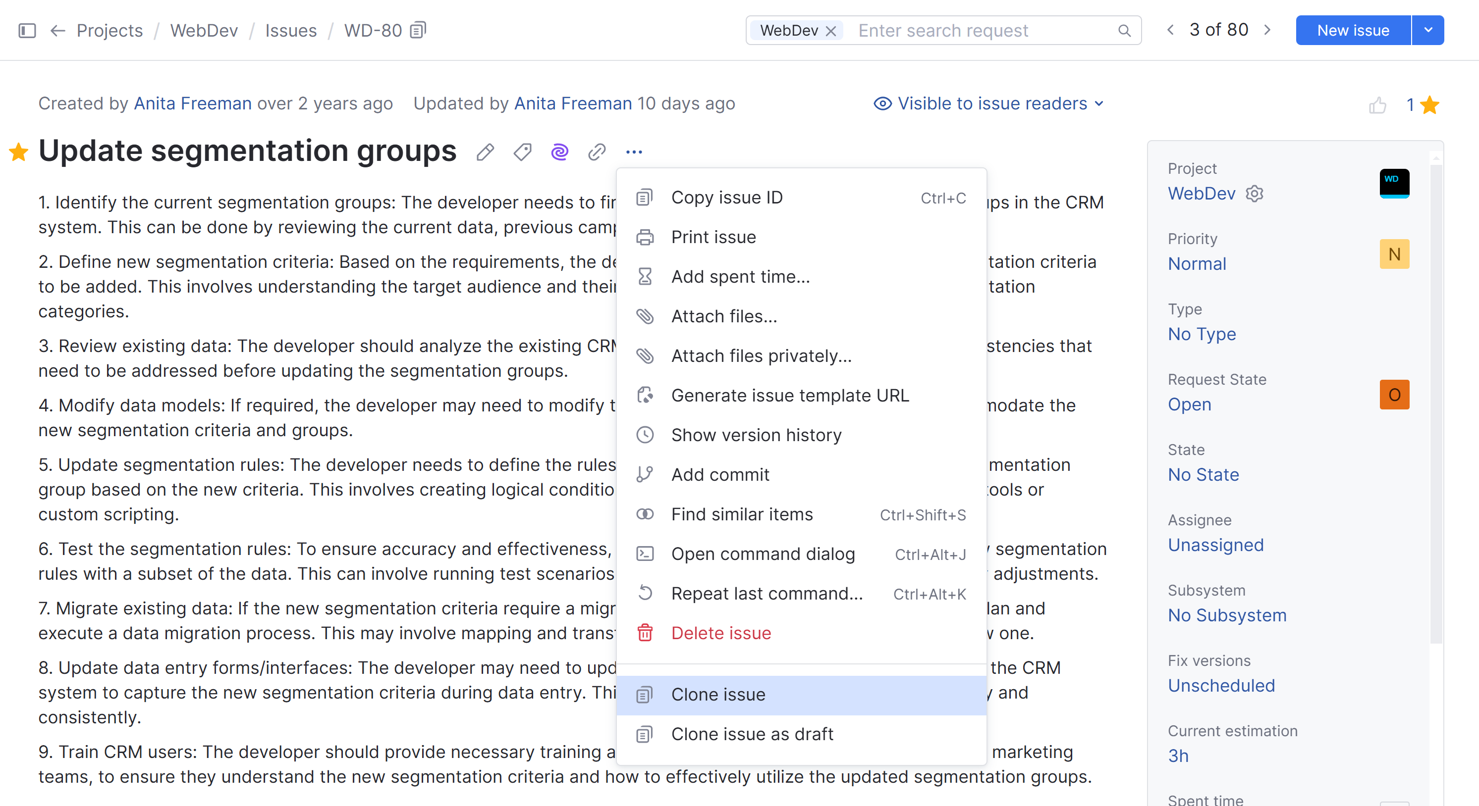 Clone Issues | YouTrack Server Documentation